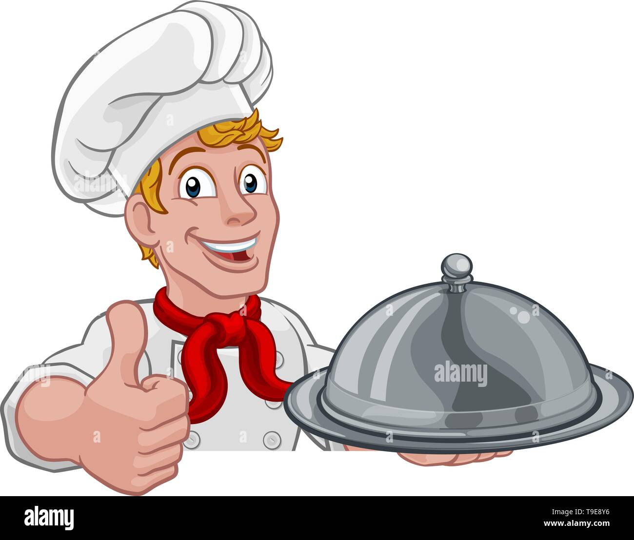 Chef Holding Plate Platter Sign Cartoon Stock Vector Image & Art - Alamy