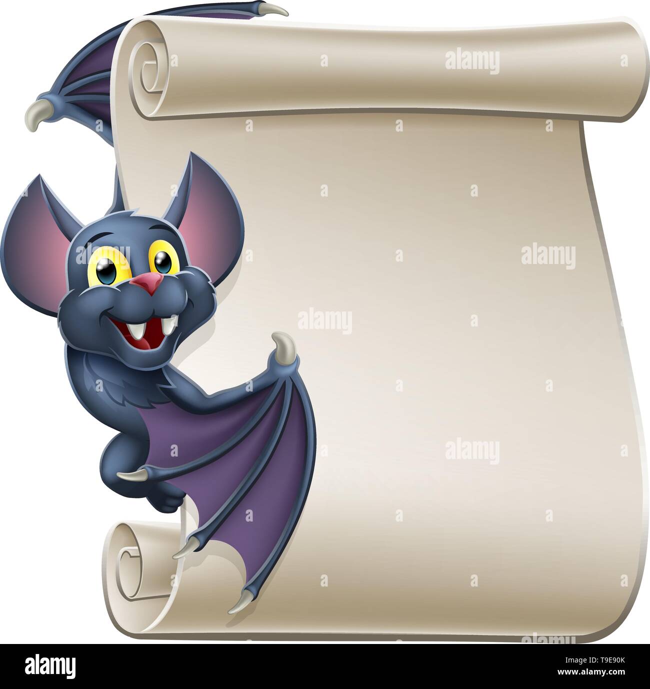 Halloween Vampire Bat Cartoon Character Scroll Stock Vector Image & Art ...