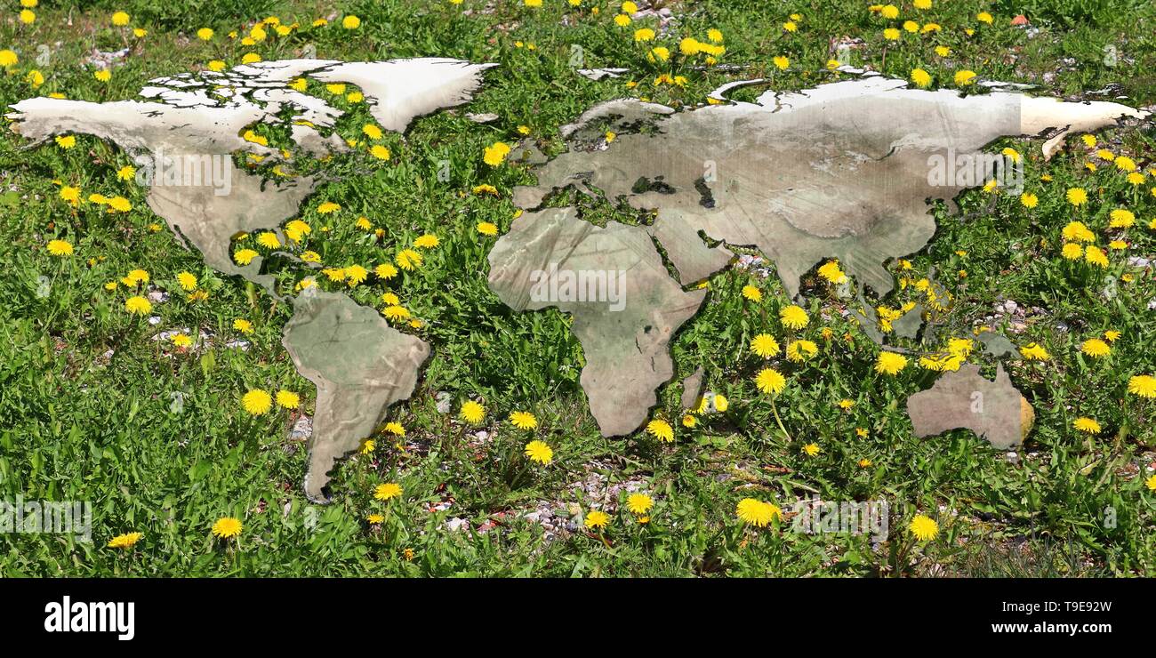 Composite of world map with colorful effects Stock Photo - Alamy