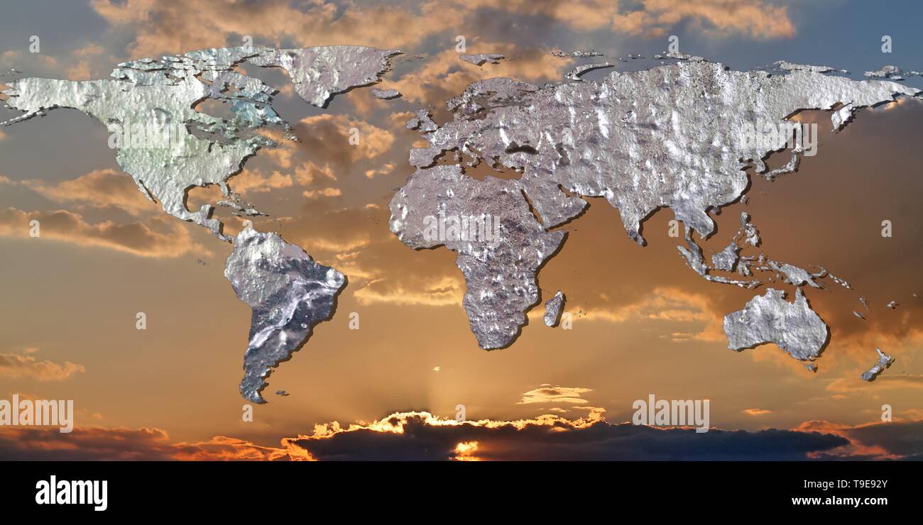 Composite of world map with colorful effects Stock Photo - Alamy