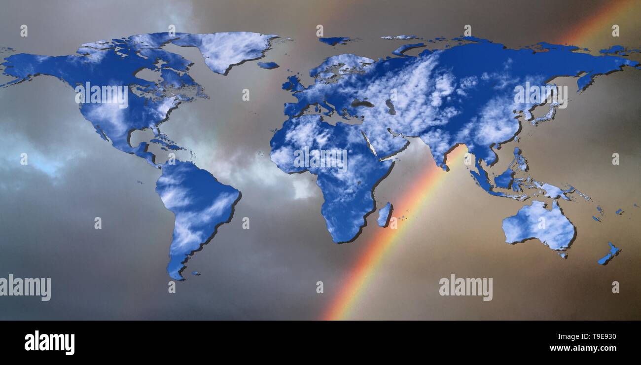 Composite of world map with colorful effects Stock Photo - Alamy