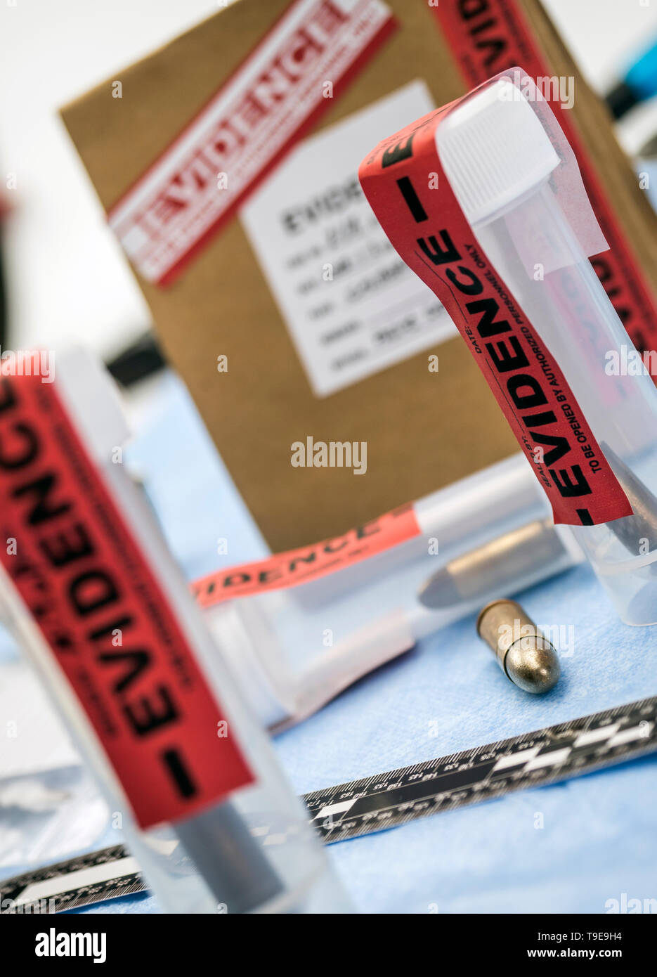 Criminalistic Laboratory, Bullet shell analysis, conceptual image Stock ...