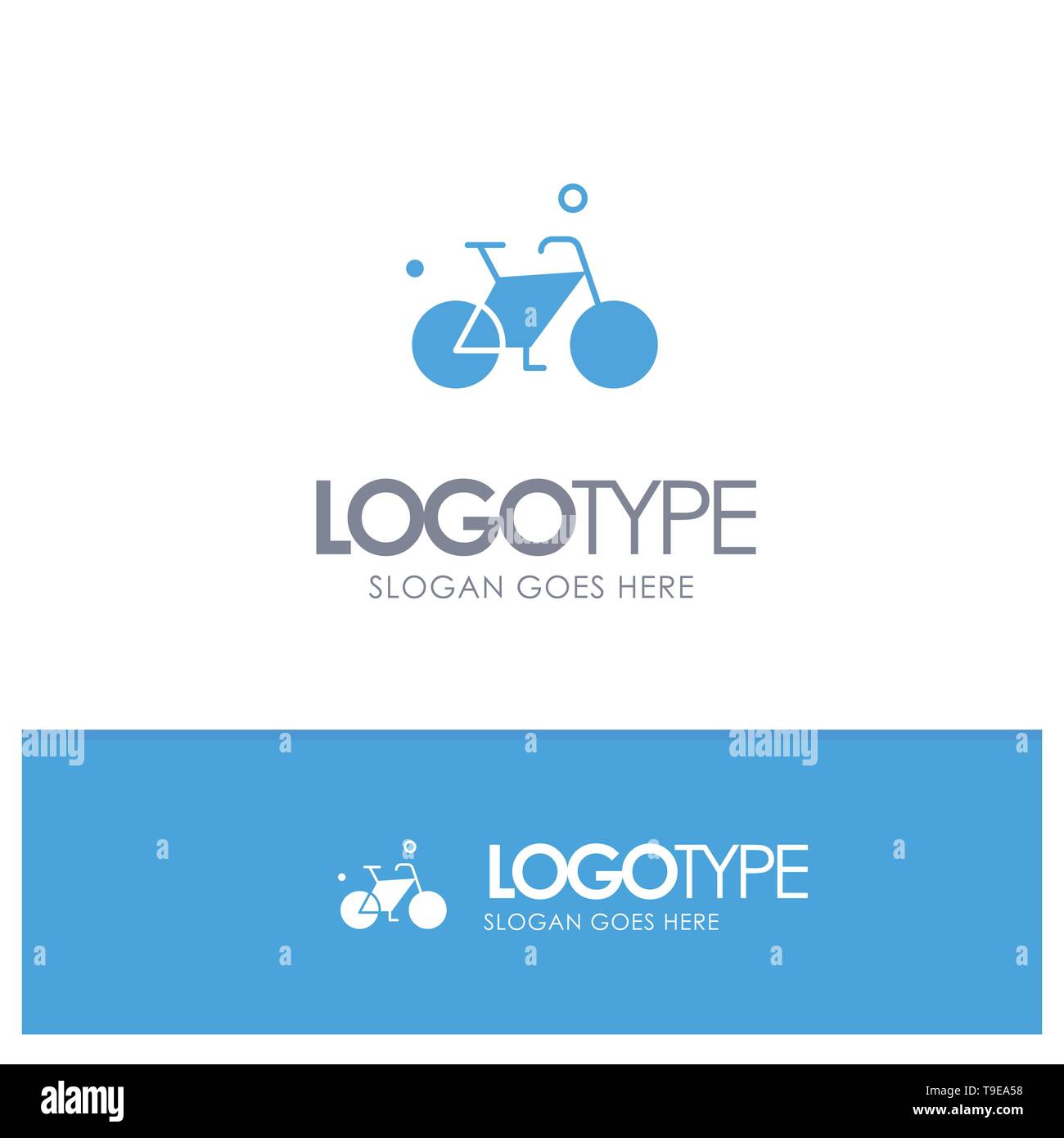 Bicycle, Bike, Cycle, Spring Blue Solid Logo with place for tagline ...