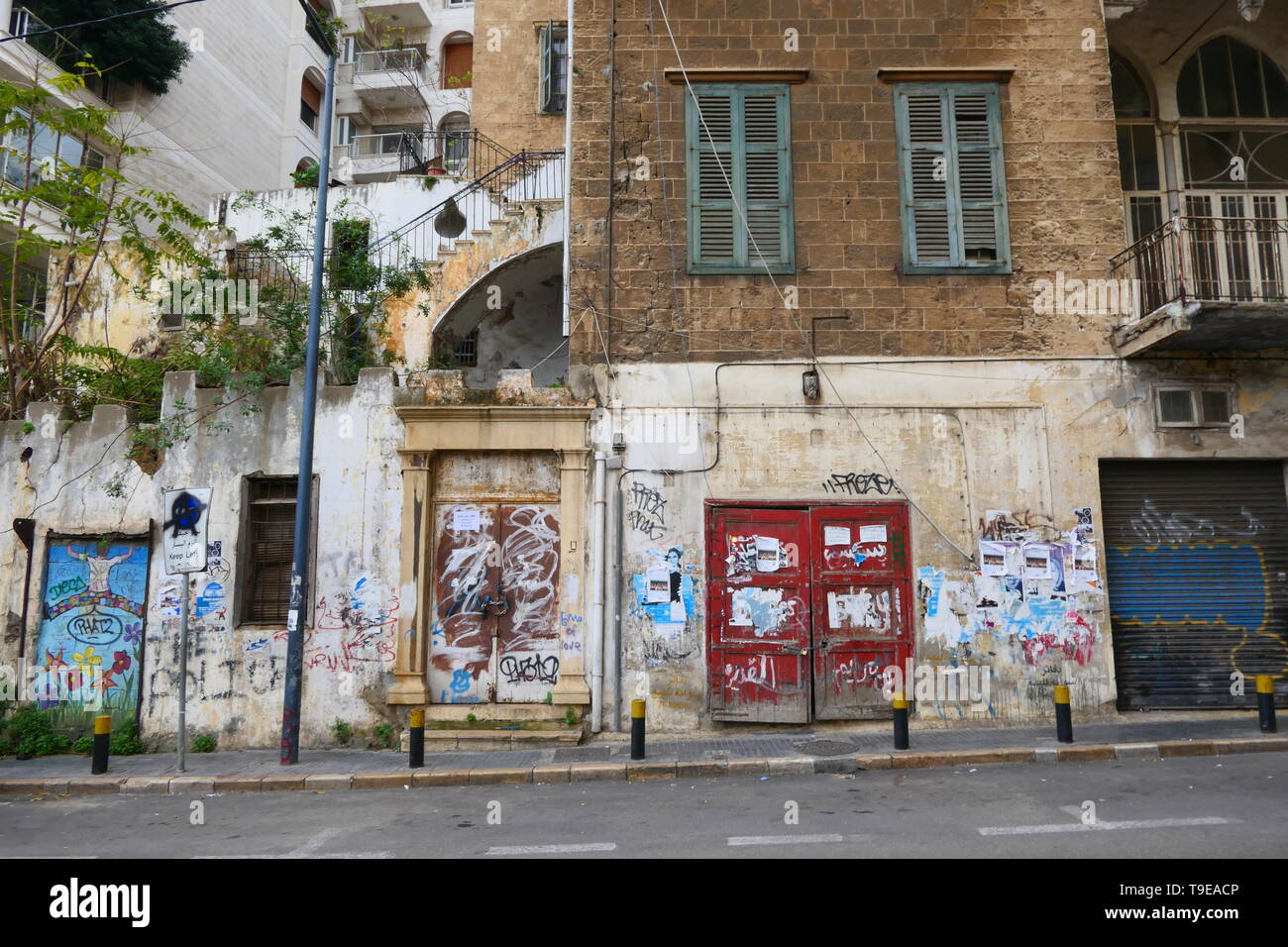 BEIRUT, LEBANON - DECEMBER 23, 2018: Street scene of the Hamra district ...
