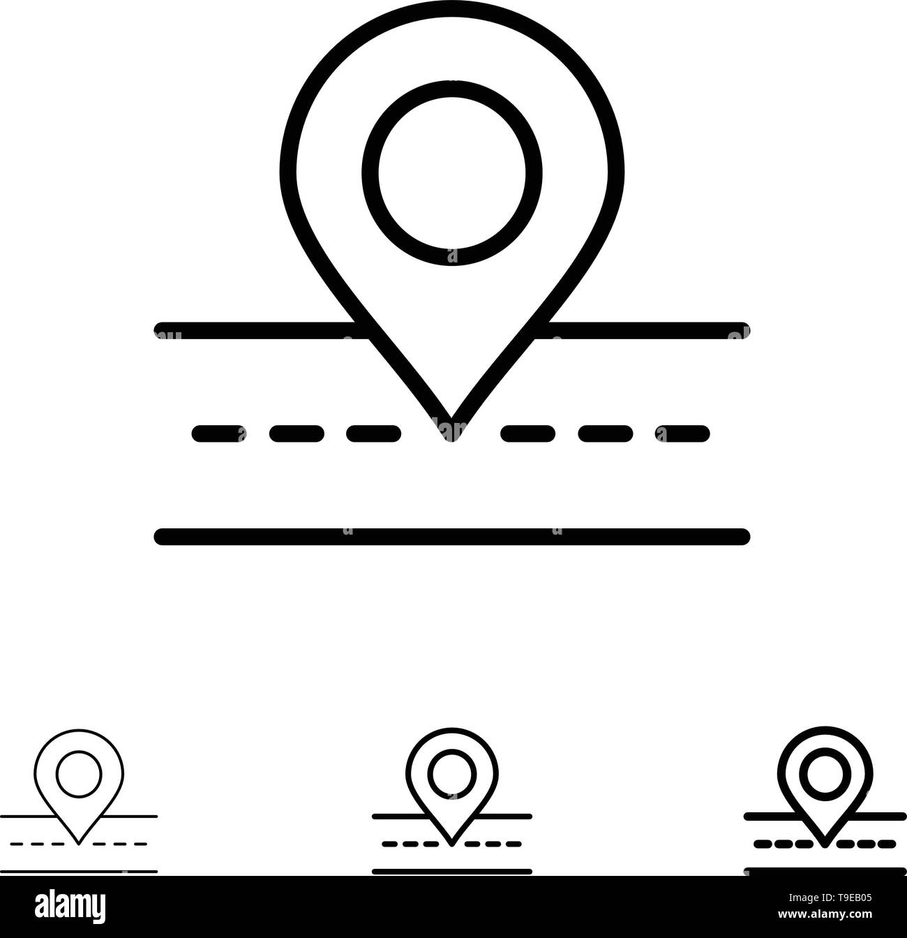Road, Location, Way, Map Bold and thin black line icon set Stock Vector ...