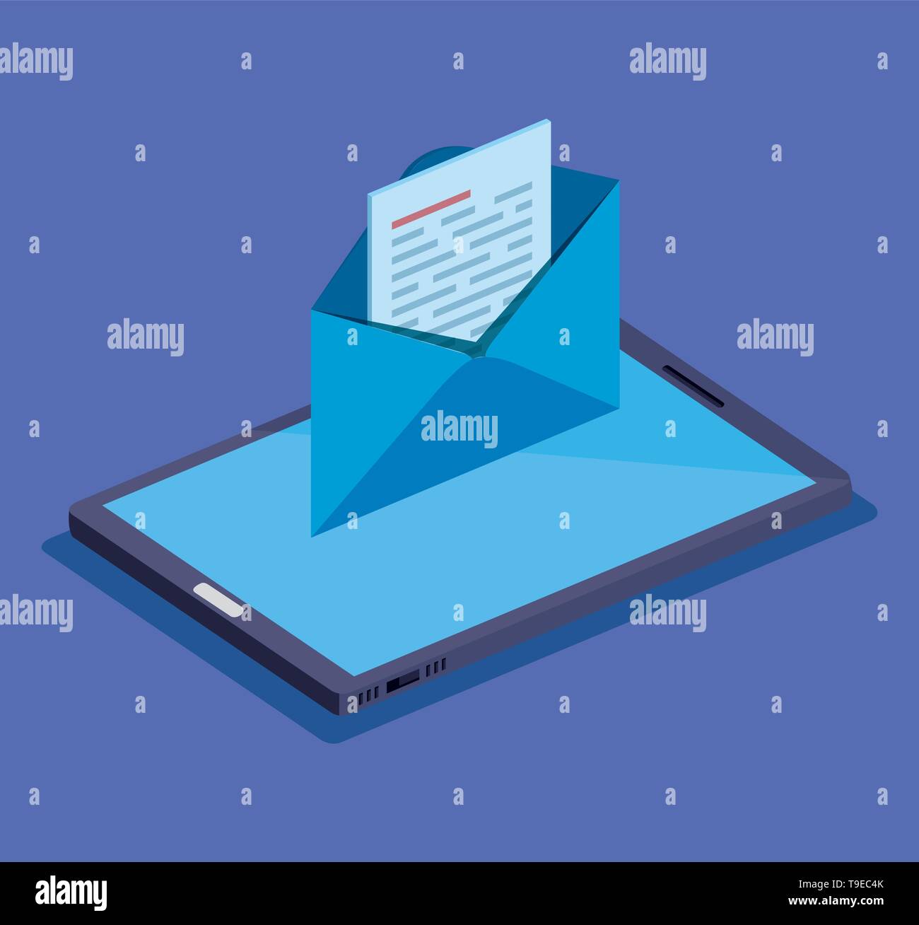 smartphone technology with letter and document information Stock Vector ...