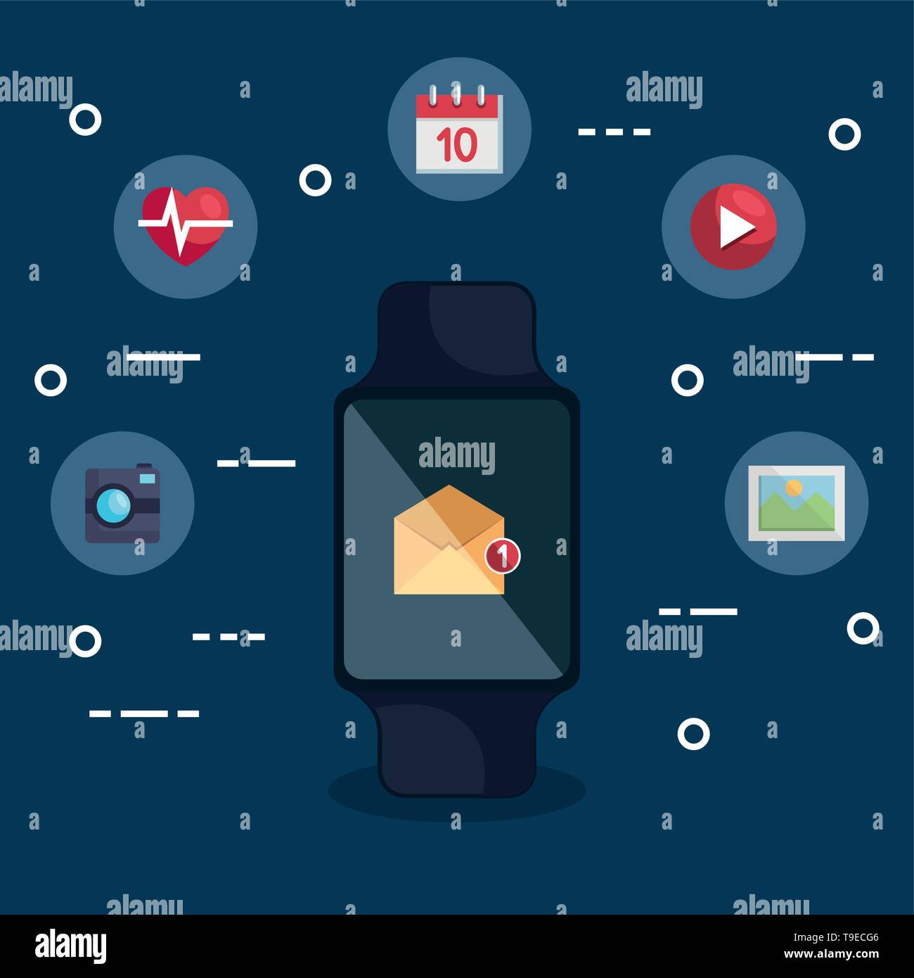smartwatch technology with letter and digital app Stock Vector Image ...