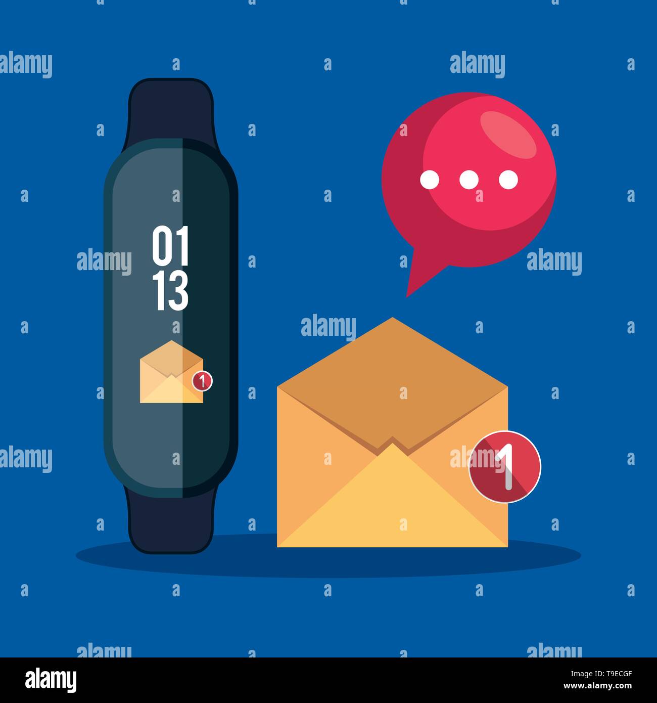 smartwatch technology with letter and chat bubble app Stock Vector ...