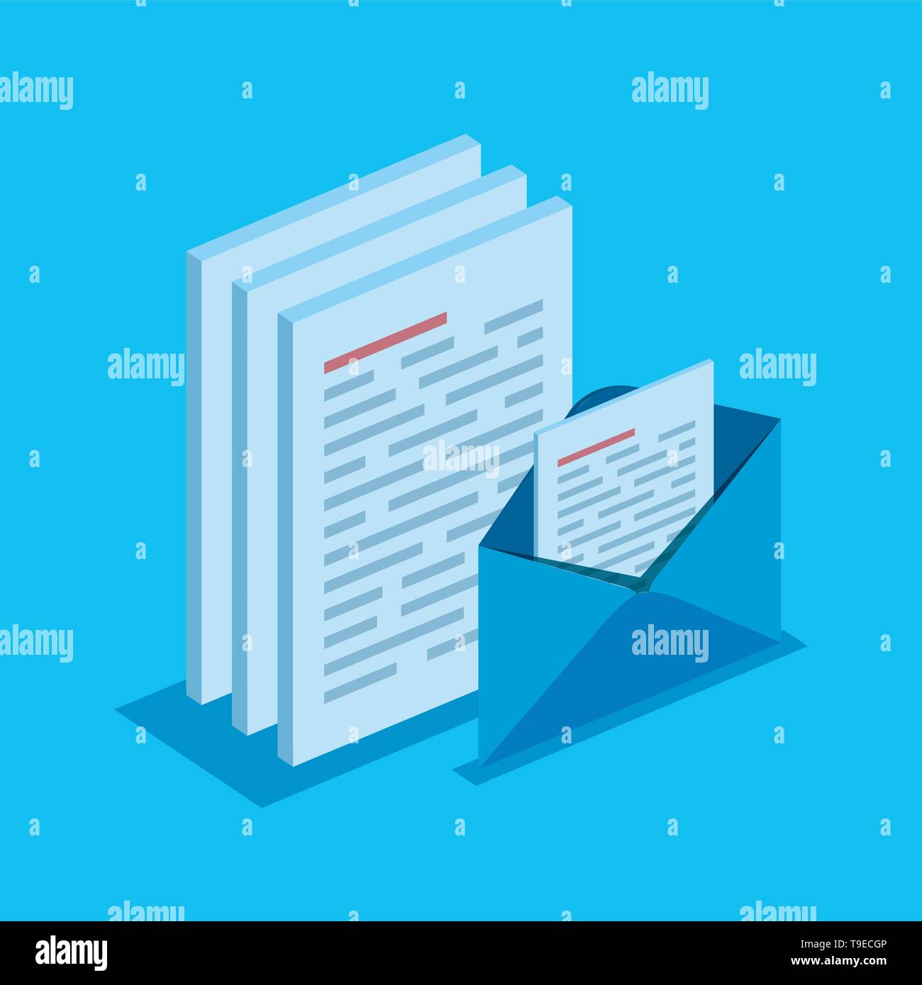 isometric documents information with digital letter Stock Vector Image ...