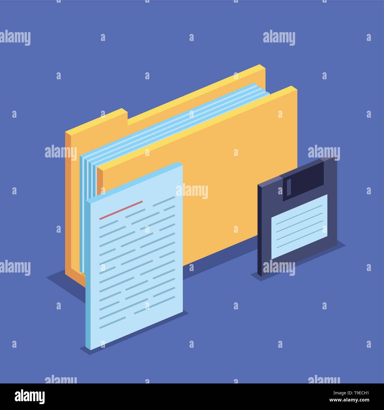 isometric folder with documents information and diskette Stock Vector Image & Art - Alamy