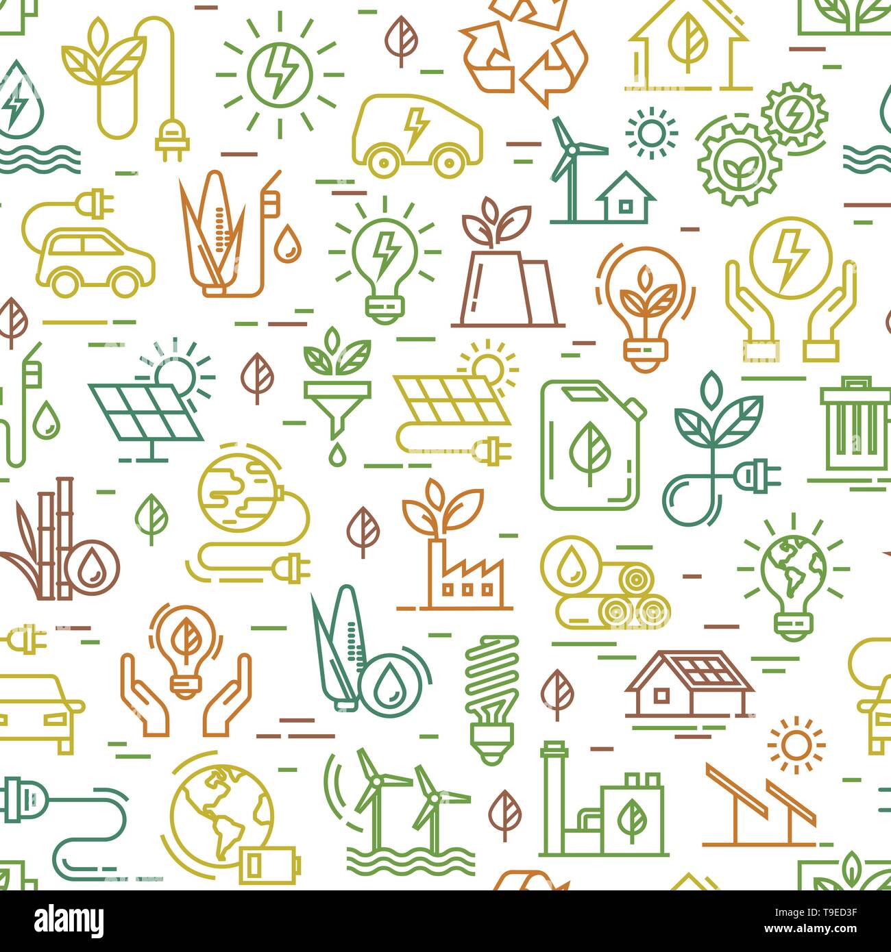 Vector design with seamless ecology pattern and green energy concept in ...