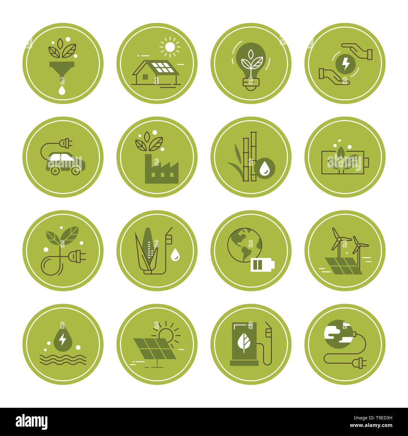 Set of clean energy vector icons in flat style Stock Vector Image & Art ...