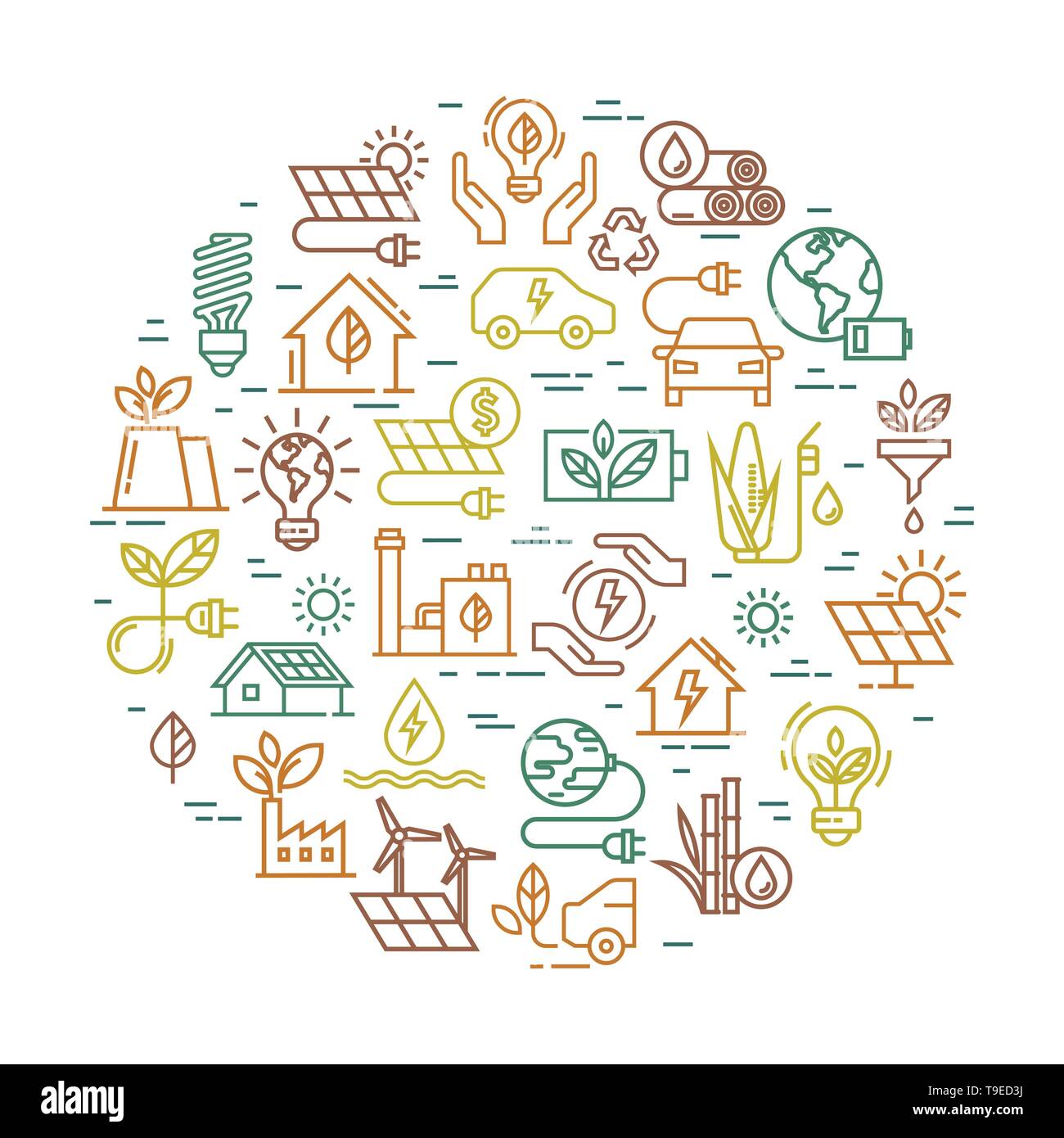 Vector round creative alternative energy sources sign Stock Vector ...