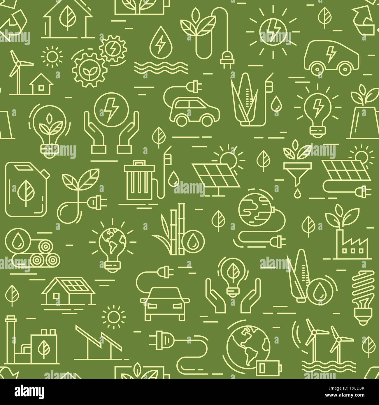 Vector design with seamless ecology pattern and green energy concept in ...