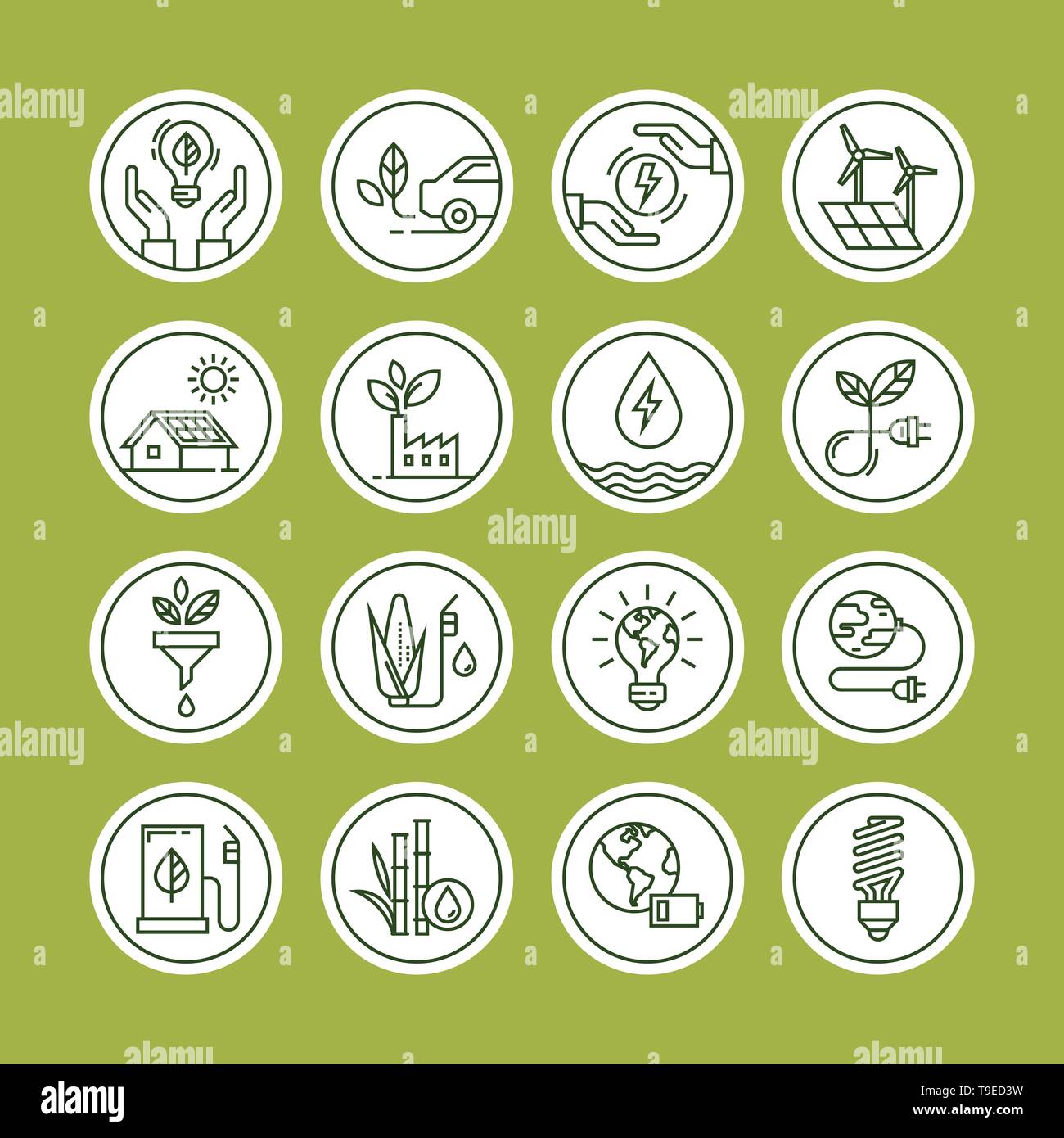 Green energy icon set in line style Stock Vector Image & Art - Alamy