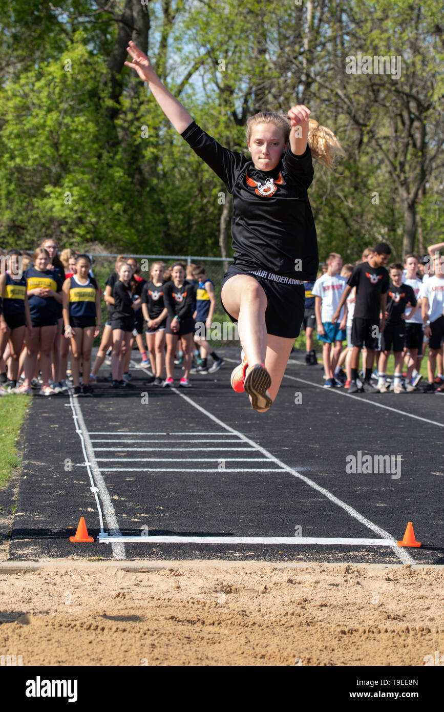 Images from a middle school track meet at Middleton, Wisconsin, USA ...