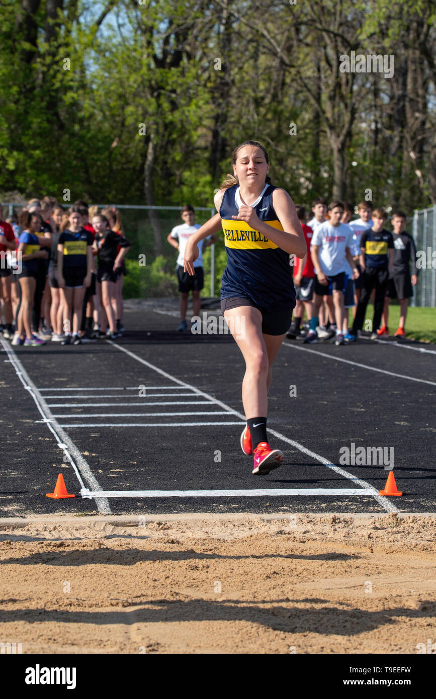 Images from a middle school track meet at Middleton, Wisconsin, USA ...