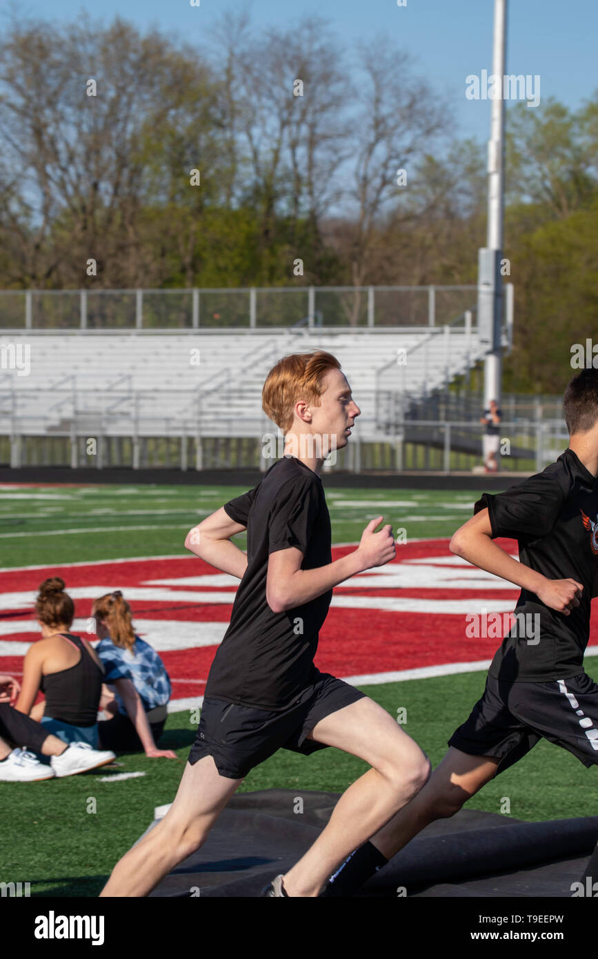 Images from a middle school track meet at Middleton, Wisconsin, USA ...