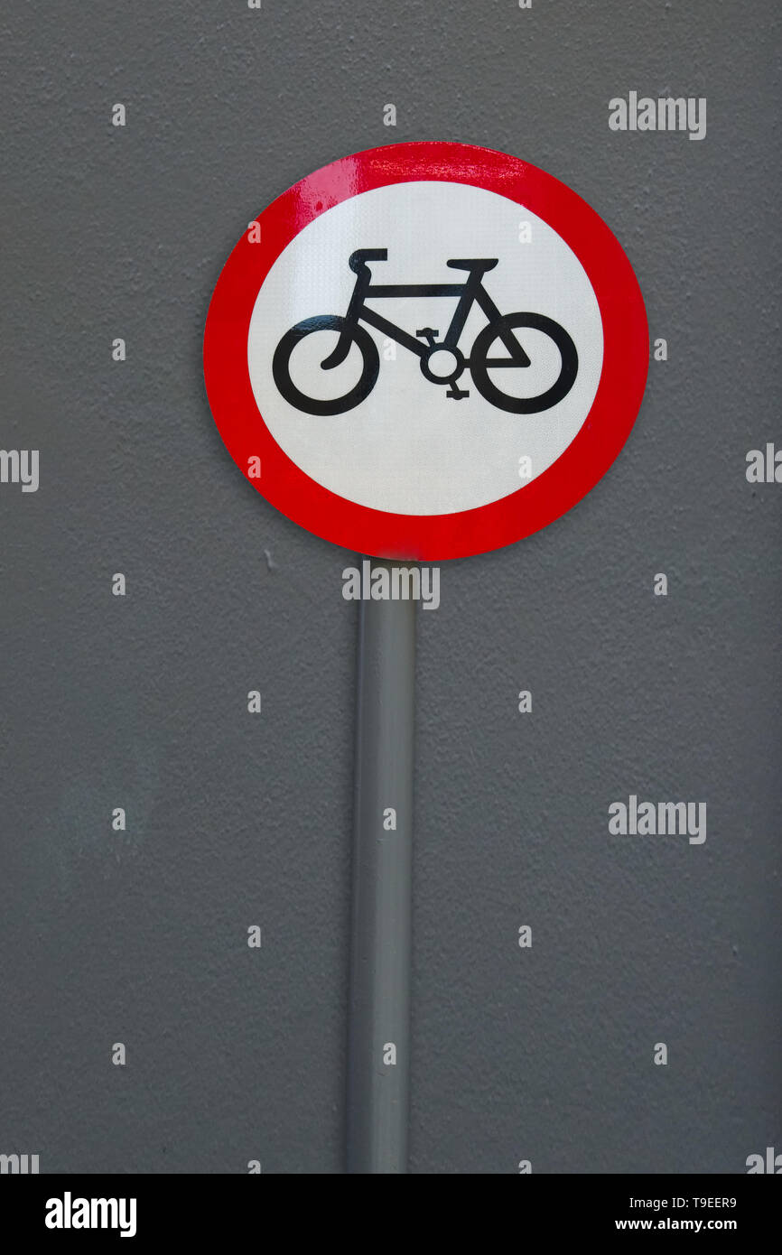 Cycling prohibited sign in the UK Stock Photo - Alamy