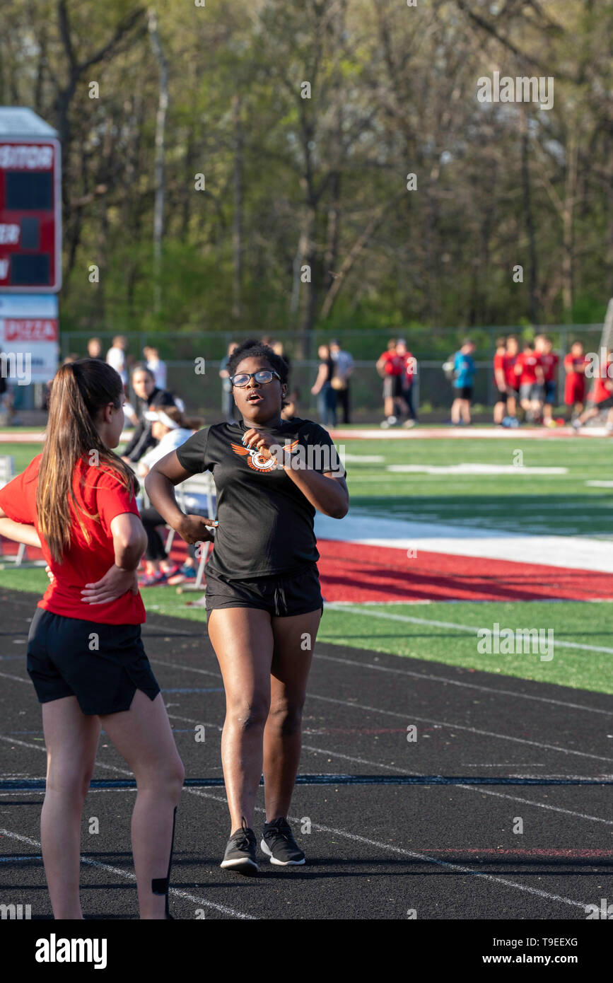 Images from a middle school track meet at Middleton, Wisconsin, USA ...