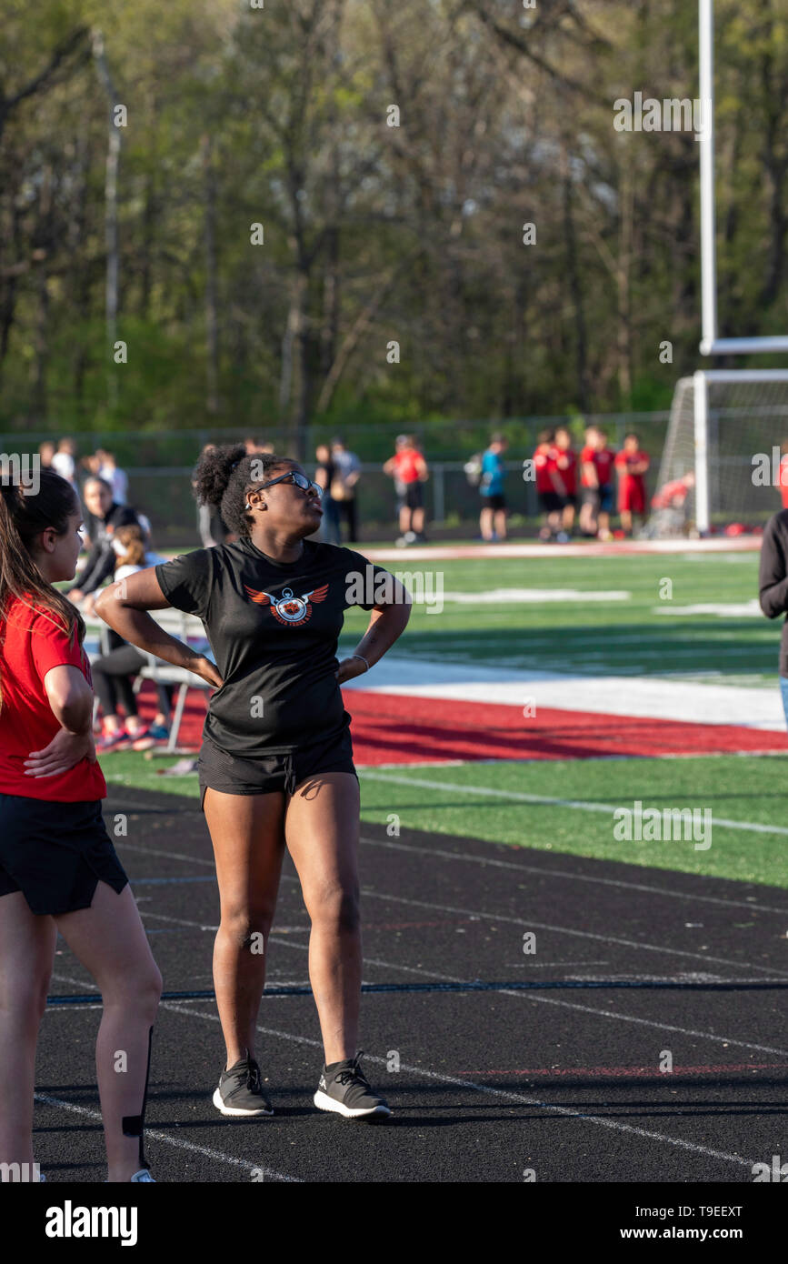Images from a middle school track meet at Middleton, Wisconsin, USA ...