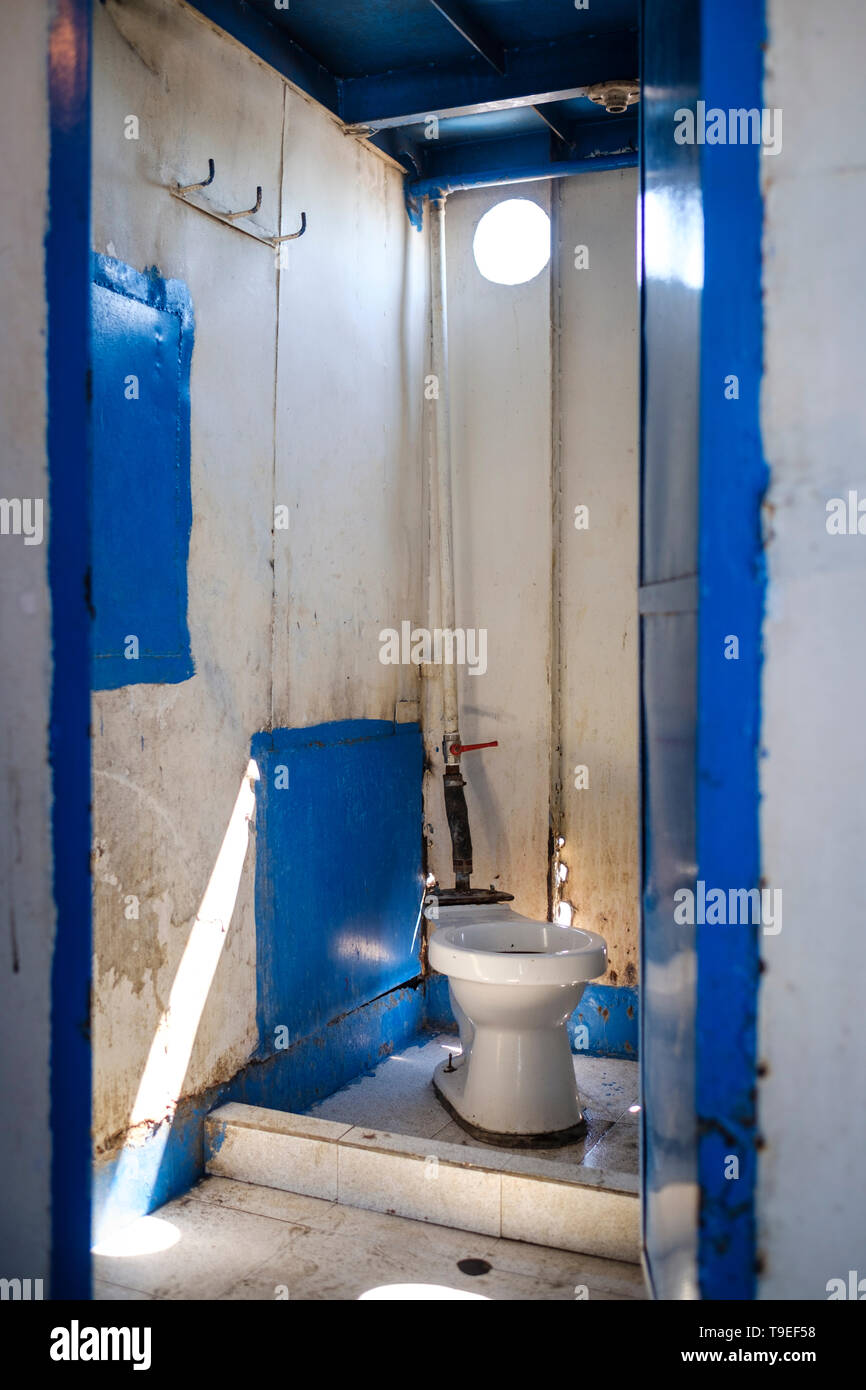 Toilet for passengers at lancha o ferry Eduardo VI that cover ...