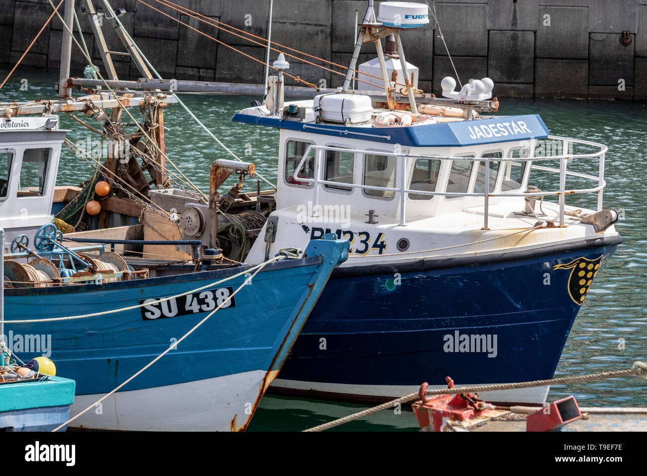 Beam Trawlers and Fishing Boats in Brixham Harbour and Quayside,Torbay ...