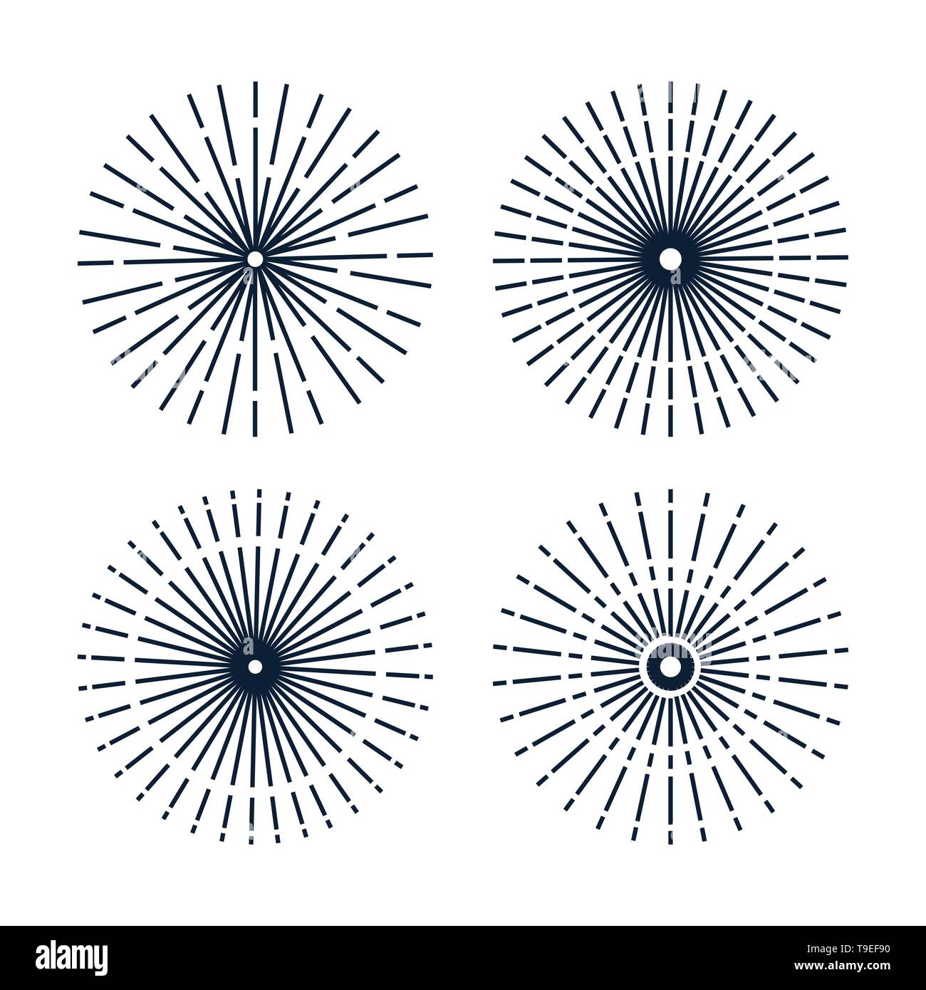 set of line enjoy fireworks over white background Stock Vector Image ...