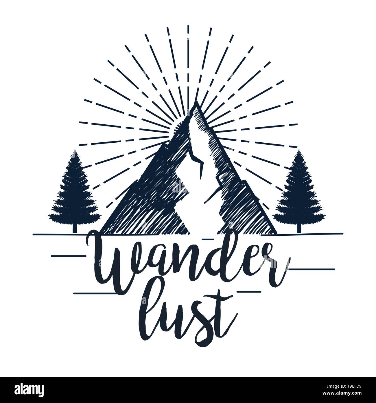 snowy mountain with pines trees to wanderlust travel Stock Vector Image ...