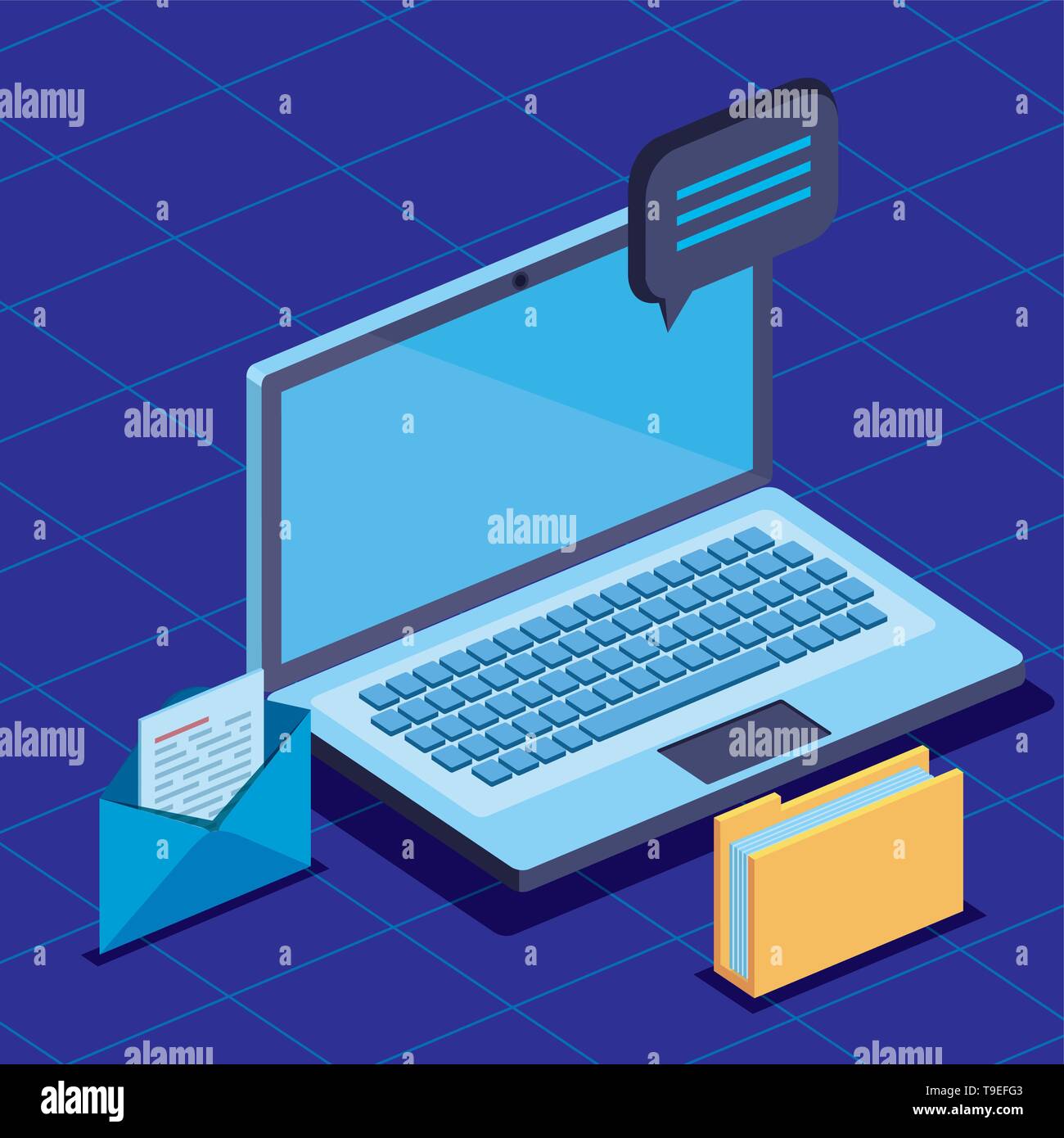 laptop technology with folder and letter document Stock Vector Image ...
