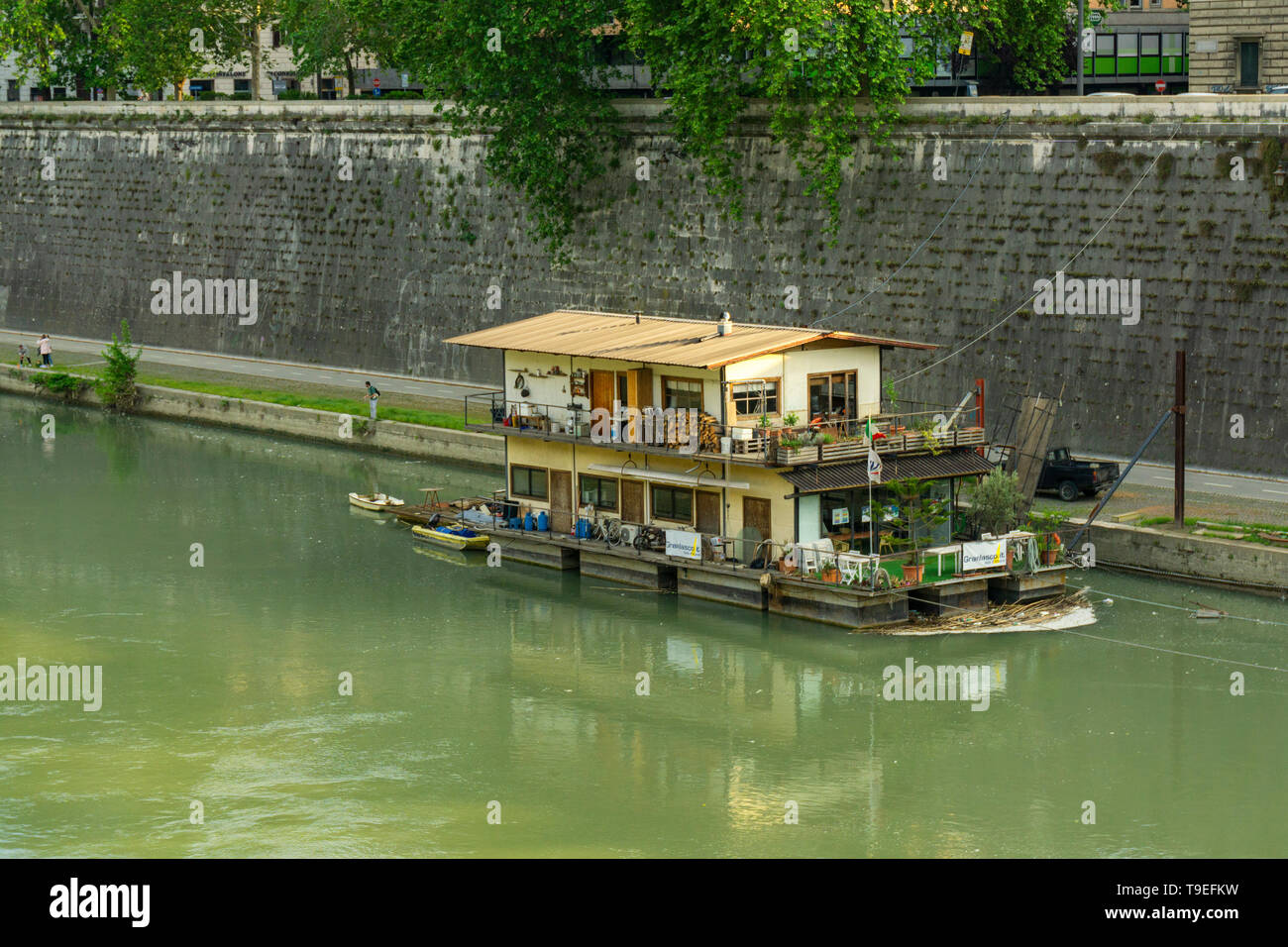 Houseboat on Tiber River in Rome, Italy Stock Photo - Alamy
