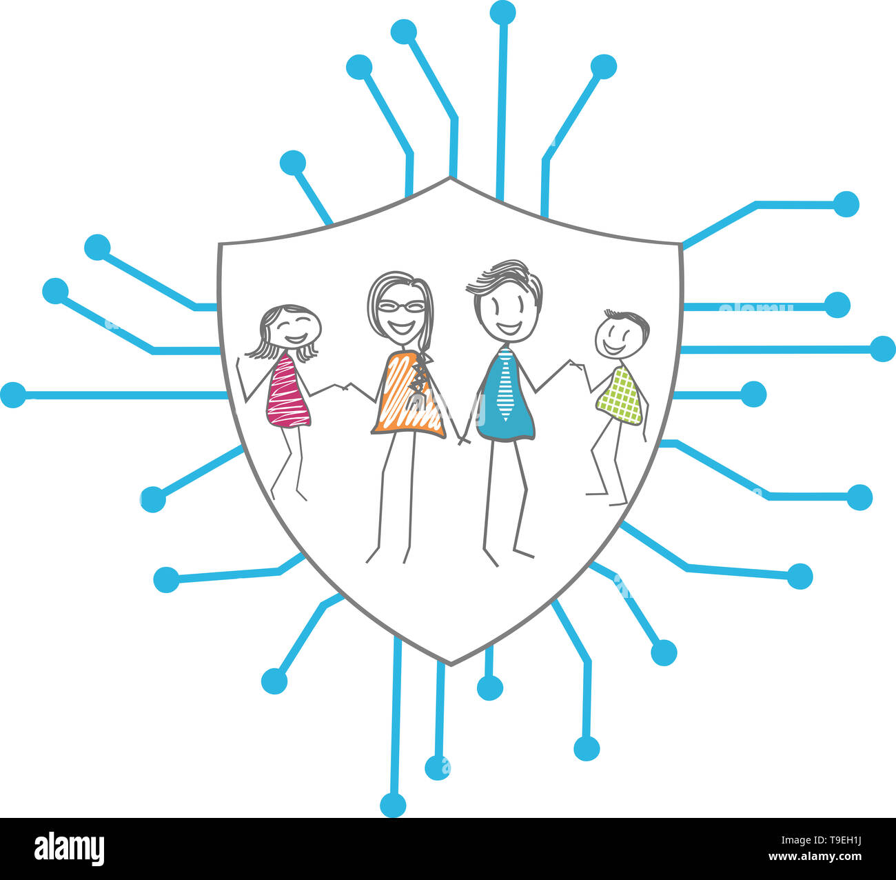 Colored icon of a padlock or protective shield for the family for the ...