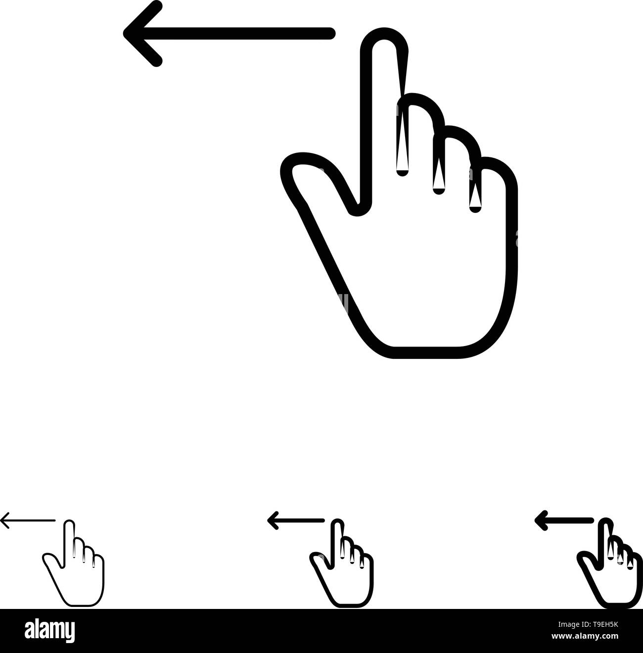 Hand gestures with human thumb and finger and palm isolated Black and ...