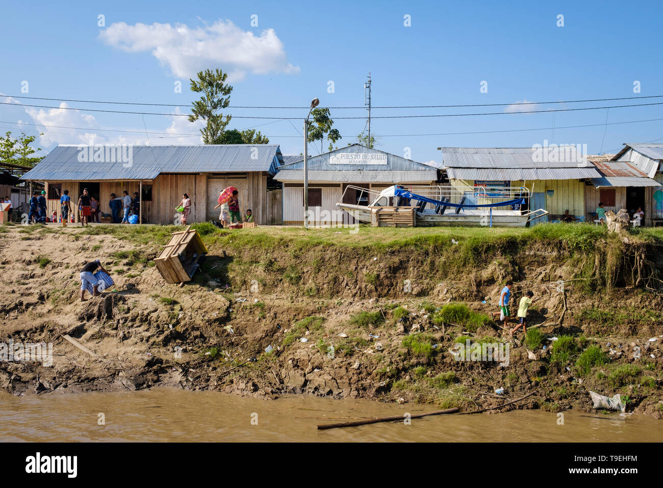 Community of Saramuro stop on the ferry Yurimaguas-Iquitos line, Loreto ...