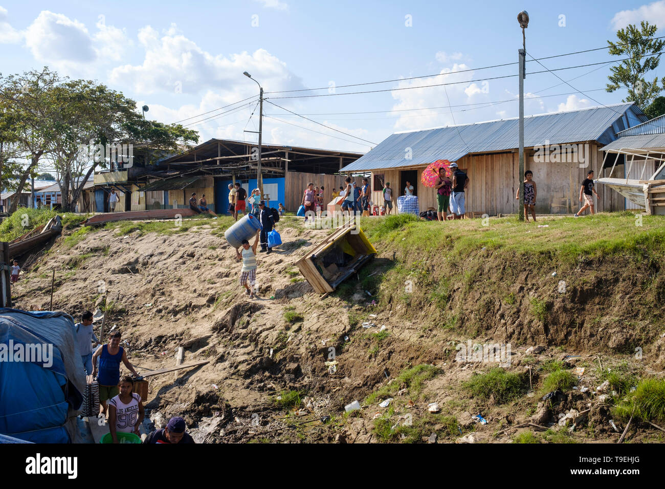 Community of Saramuro stop on the ferry Yurimaguas-Iquitos line, Loreto ...