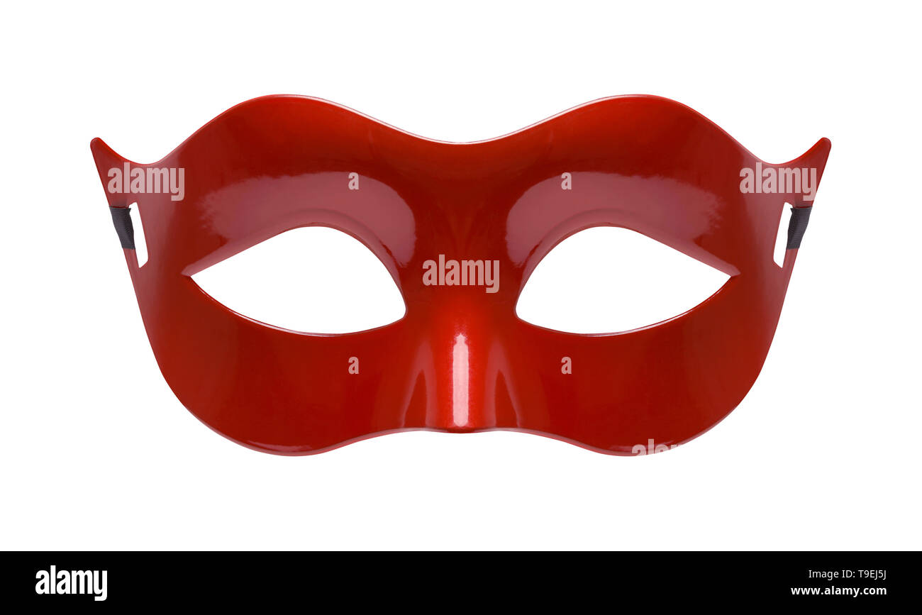 Red Costume Mask Front View Cut Out on White Stock Photo - Alamy