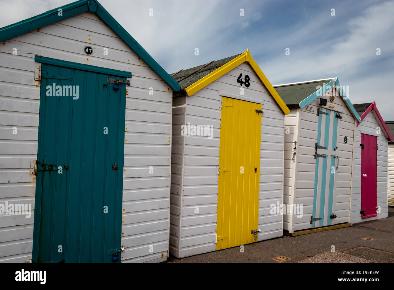 Colourful Beach Huts on the Promenade at Paignton .Devon.England Stock ...