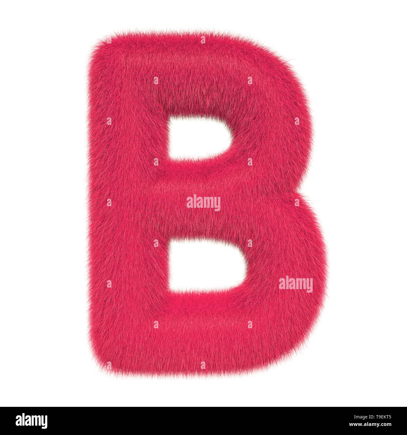 Colored, fluffy, hairy letter B. 3D rendering isolated on white ...