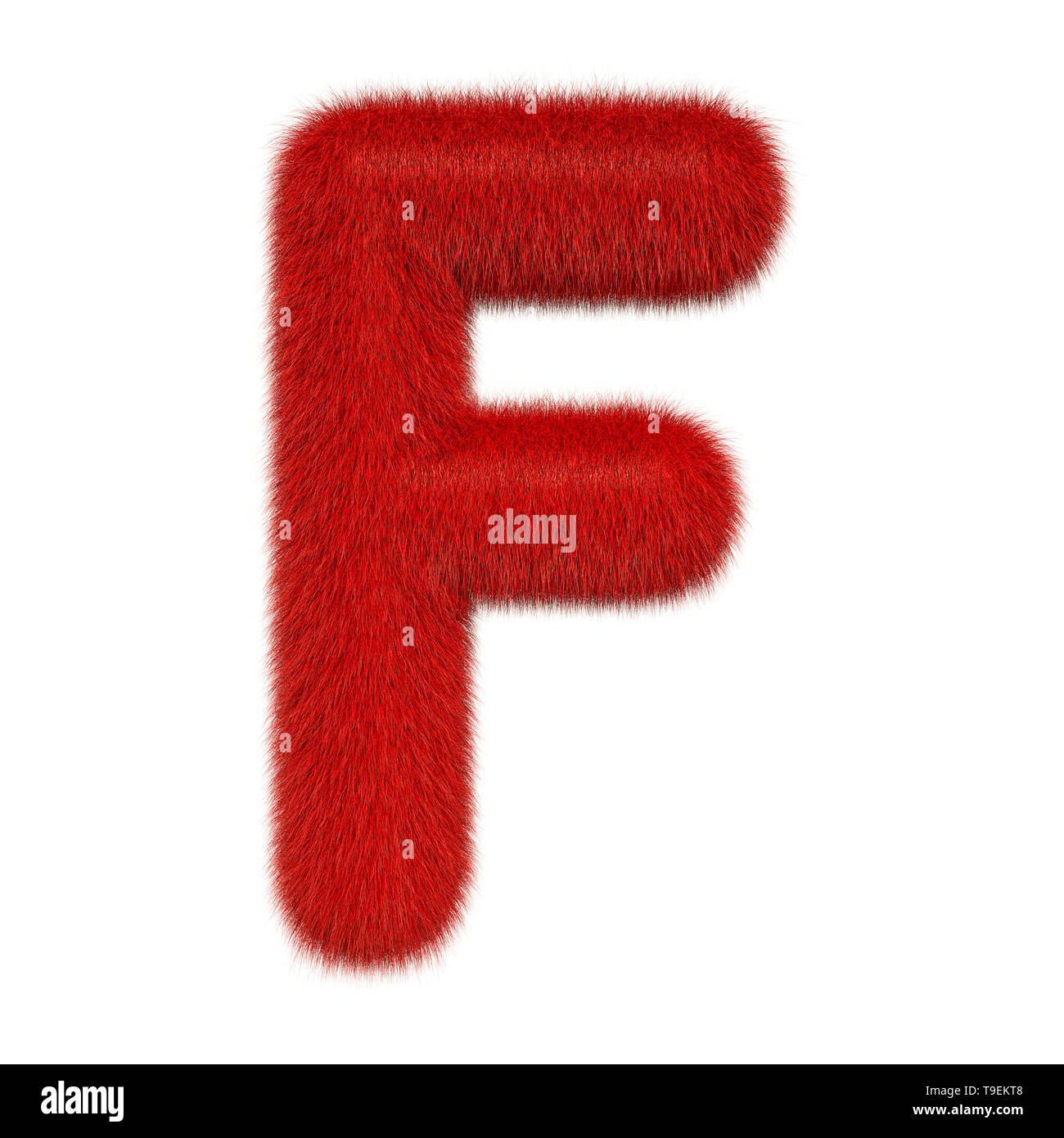 Colored, fluffy, hairy letter F. 3D rendering isolated on white ...