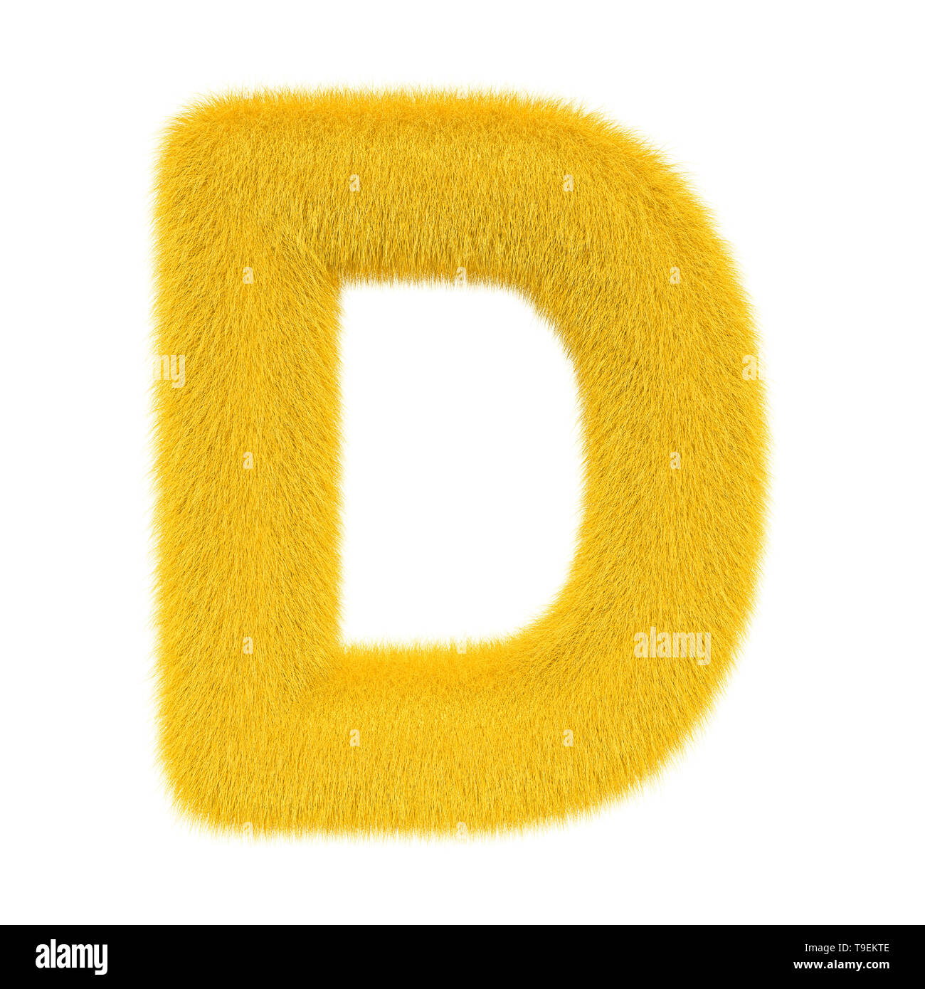 Colored, fluffy, hairy letter D. 3D rendering isolated on white ...
