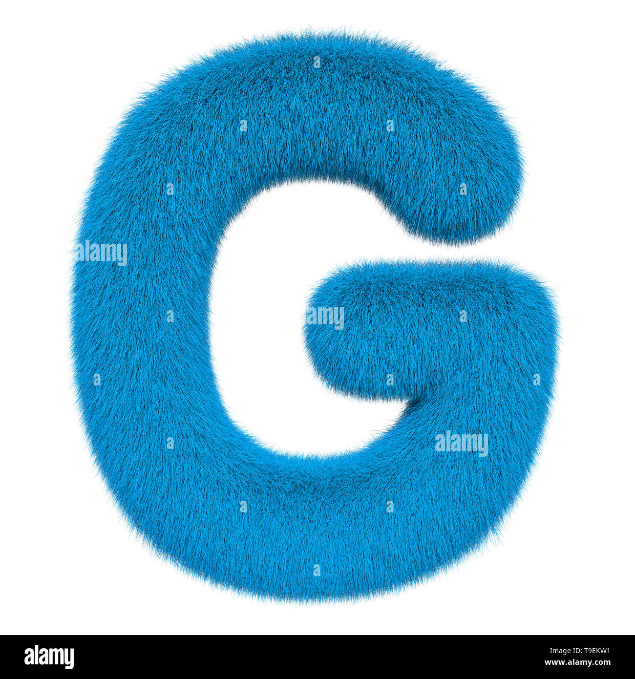 Colored, fluffy, hairy letter G. 3D rendering isolated on white ...