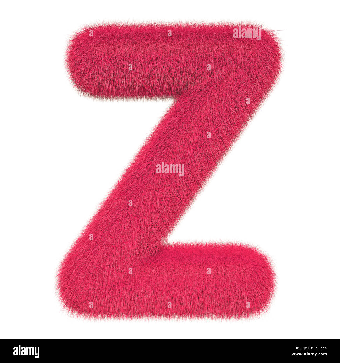 Colored, fluffy, hairy letter Z. 3D rendering isolated on white ...