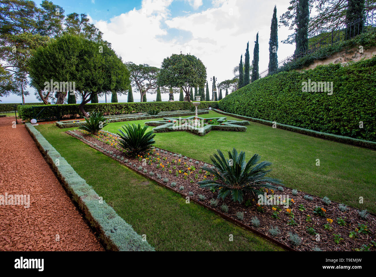 Garden of Bahai Religion in Haifa, Israel. Beautiful garden ( Park ) on ...