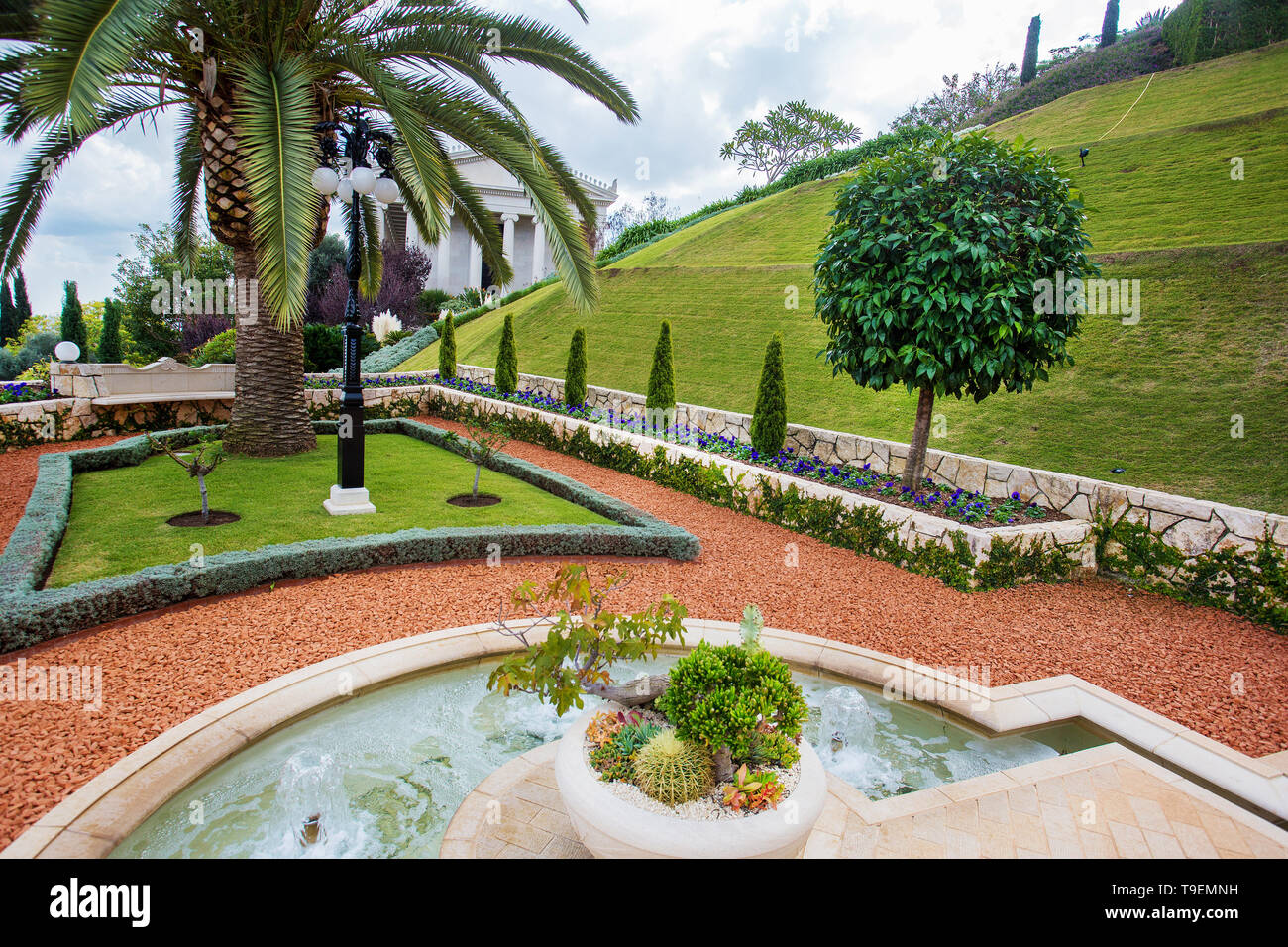 Garden of Bahai Religion in Haifa, Israel. Beautiful garden ( Park ) on ...