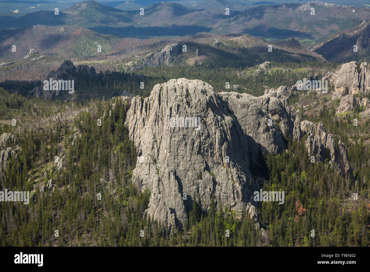 An aerial view of a large quartz rock formation in the sunshine ...
