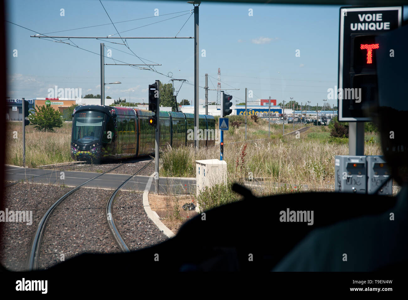 Montpellier, moderne Tramway Linie 3, Fahrzeugdesign von Christian ...