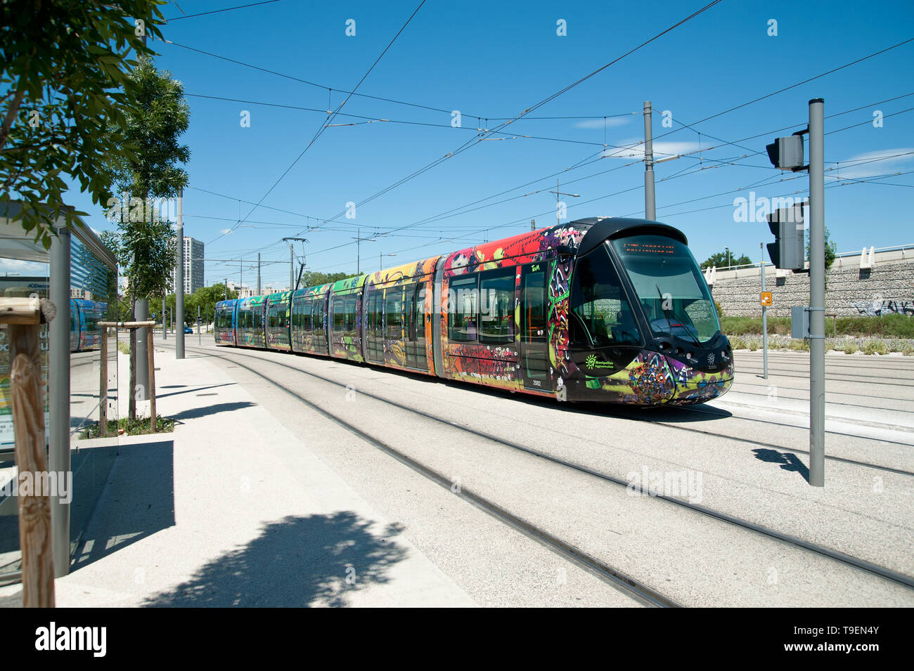 Montpellier, moderne Tramway Linie 3, Fahrzeugdesign von Christian ...