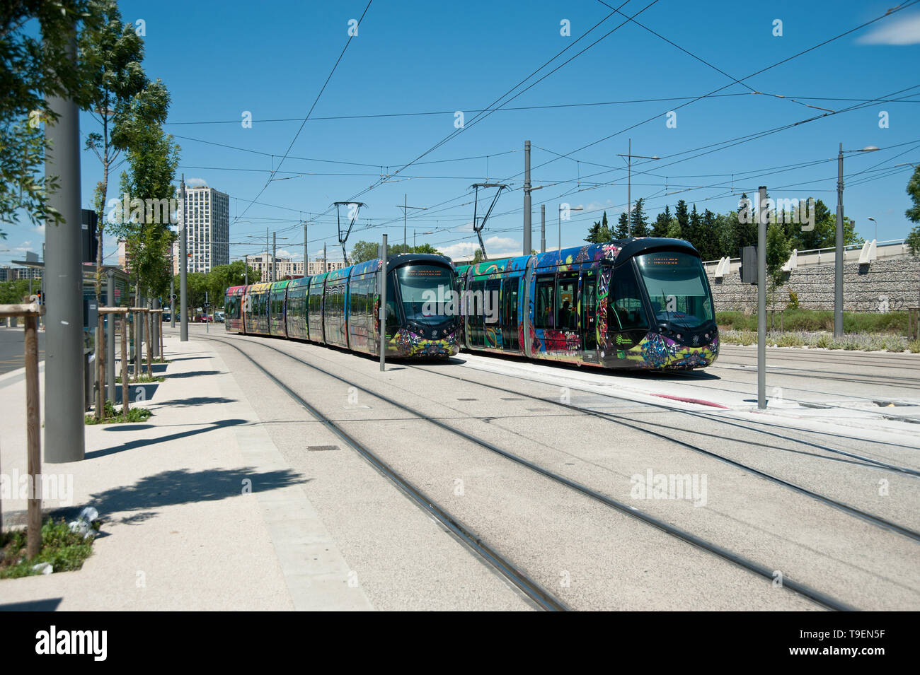Montpellier, moderne Tramway Linie 3, Fahrzeugdesign von Christian ...