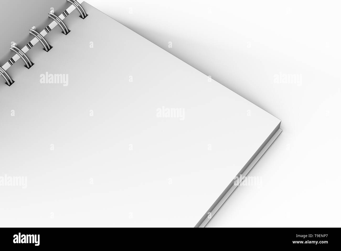 3d rendering, blank white mock up spiral notebook with shadow and copy ...