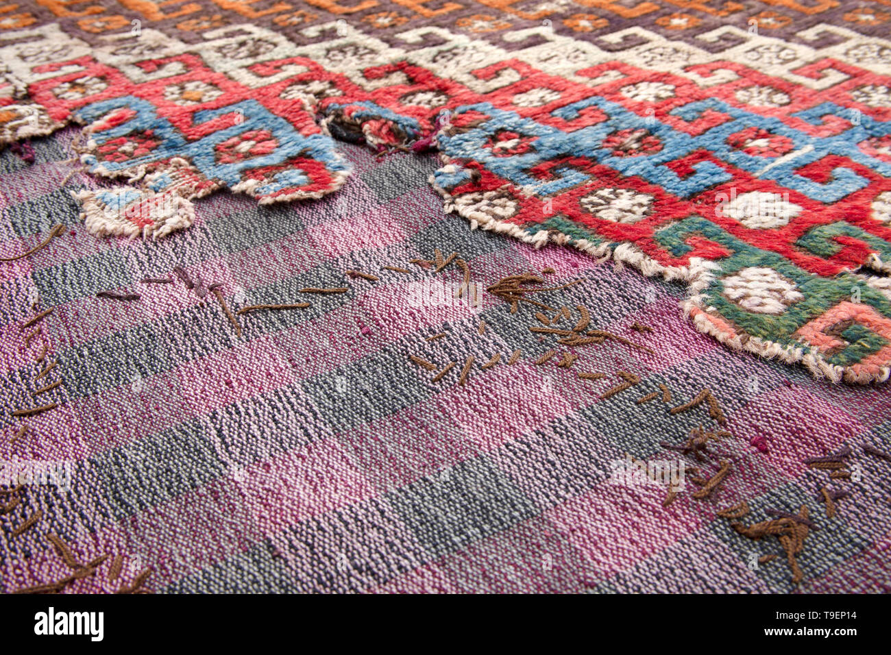 Handmade Old Ancient Turkish Carpet Stock Photo - Alamy